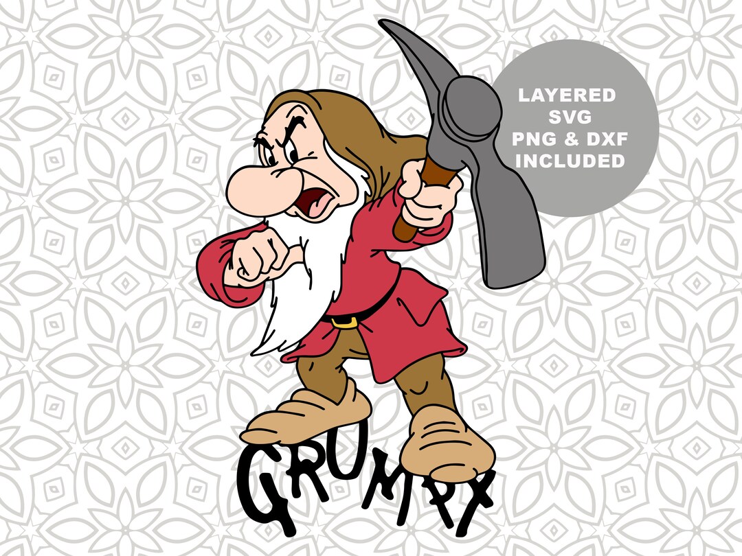 Grumpy From Snow White SVG Cut File, Grumpy Dwarf, Clipart, PNG ...