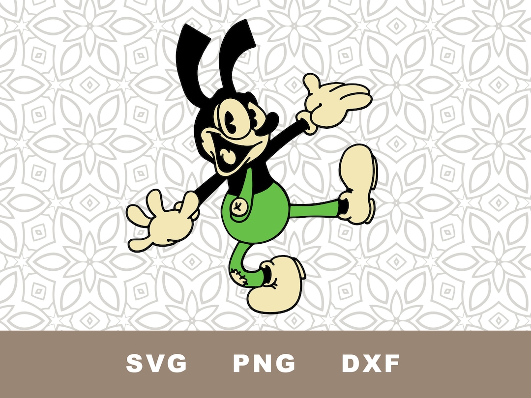 Oswald the Rabbit SVG Cut File, Vintage Cartoon, Bunny Clipart, PNG ...