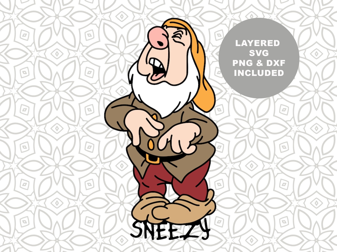 Sneezy From Snow White SVG Cut File, Sneezy Dwarf, Clipart, PNG, Instant Download, Sublimation ...