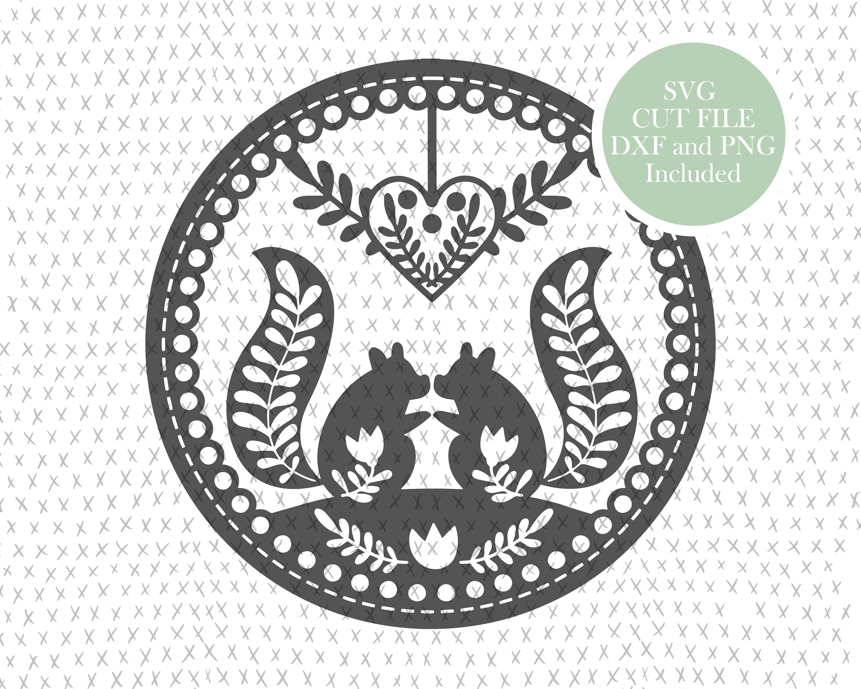Squirrel Folk Art SVG Cut File, Nordic, Scandinavian Folk Art, Clipart ...