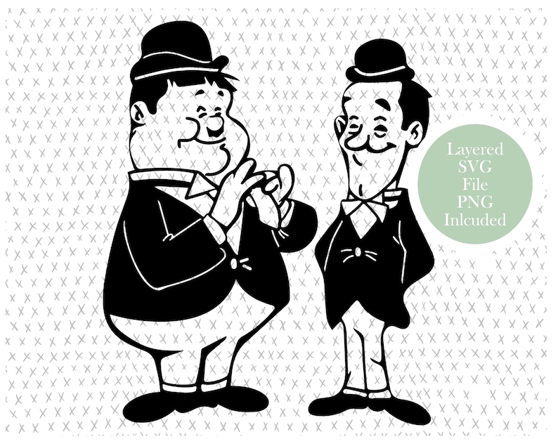 Laurel and Hardy SVG Cut File, Vintage Cartoon, Comedy Clipart, PNG ...