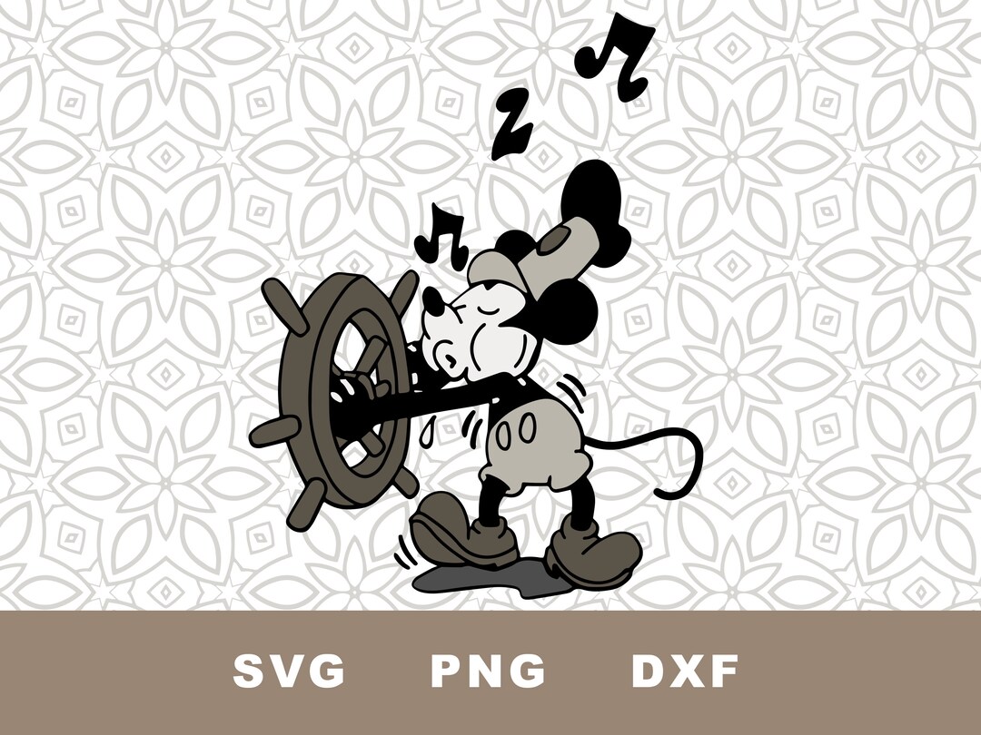 Steamboat Willie SVG Cut File: Vintage Mickey Mouse Clipart (instant ...
