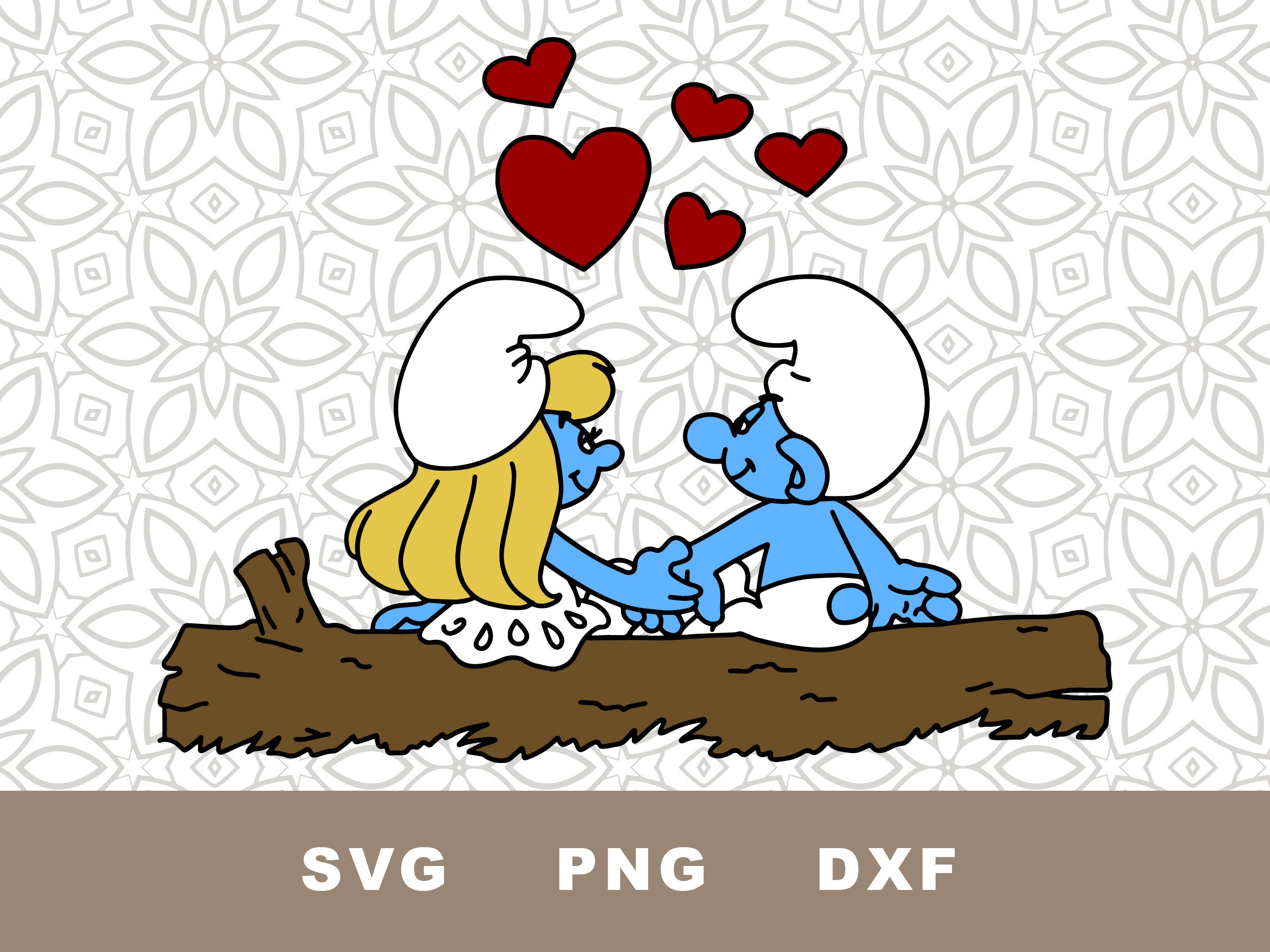 Smurfette and Boyfriend Smurf SVG Cut File, Cute Love Scene, Clipart ...