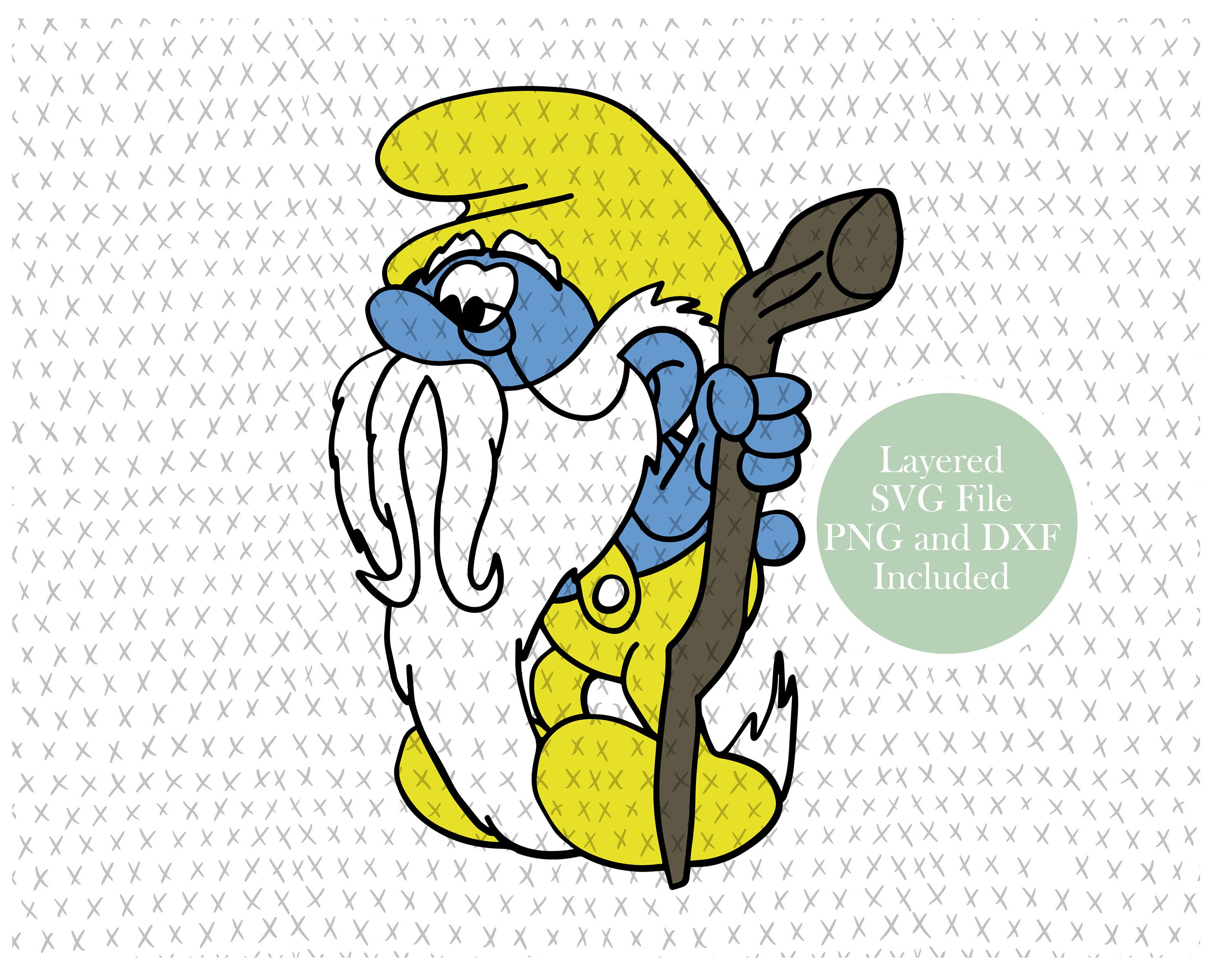 Grandpa Smurf SVG Cut File SVG Cut File Clipart PNG Instant Download Etsy