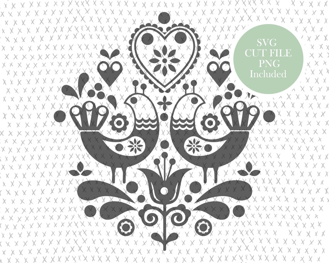 Folk Art SVG Cut File, Nordic, Scandinavian Folk Art, Clipart, PNG, Dxf ...