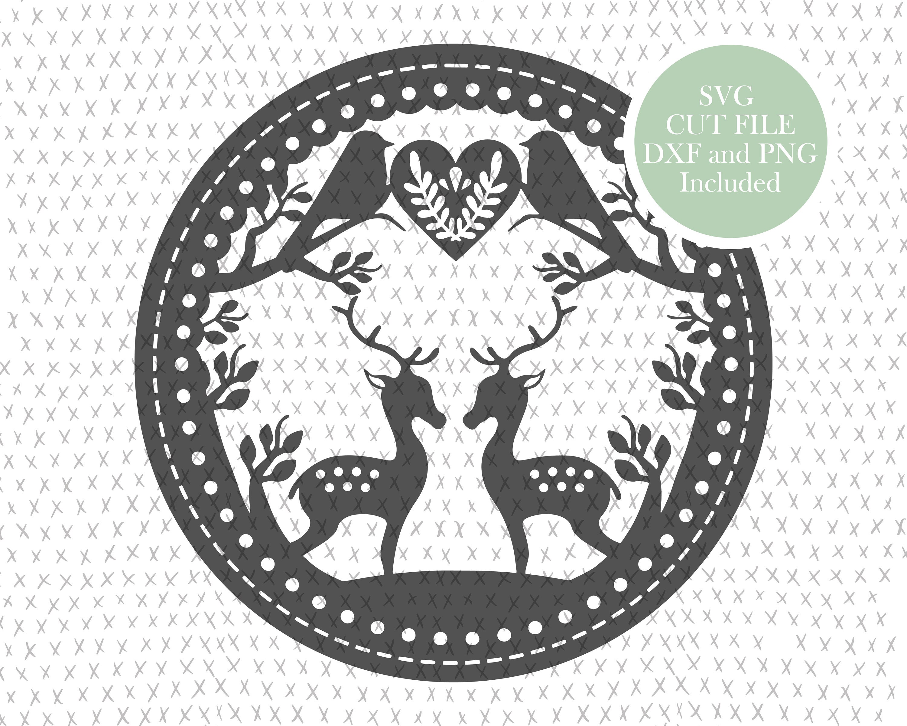Reindeer Folk Art SVG Cut File Nordic Scandinavian Folk Art - Etsy