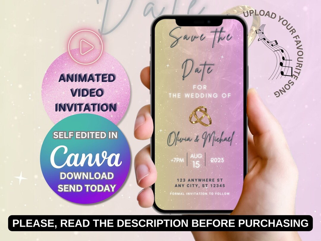 Animated Video Invitation, Save the Date Editable Digital Template ...