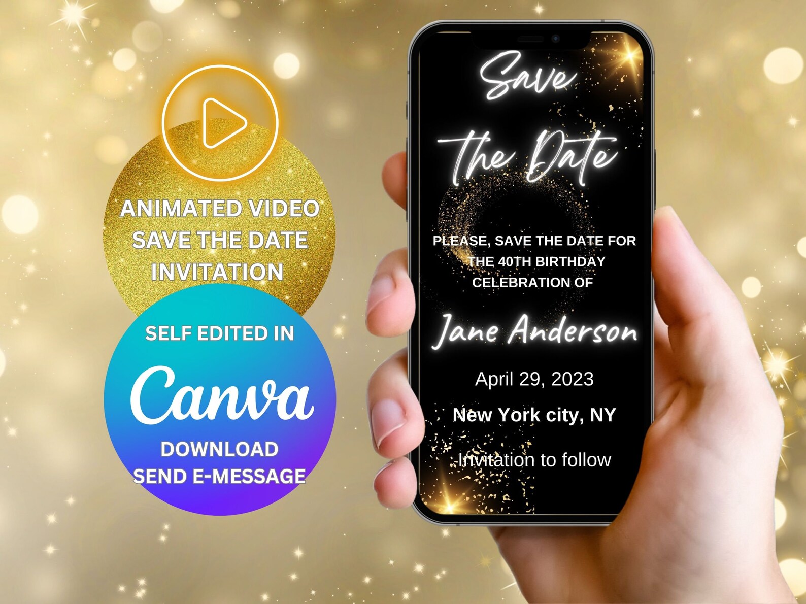 Save the Date Animated Video Invitation, Editable Digital Template ...