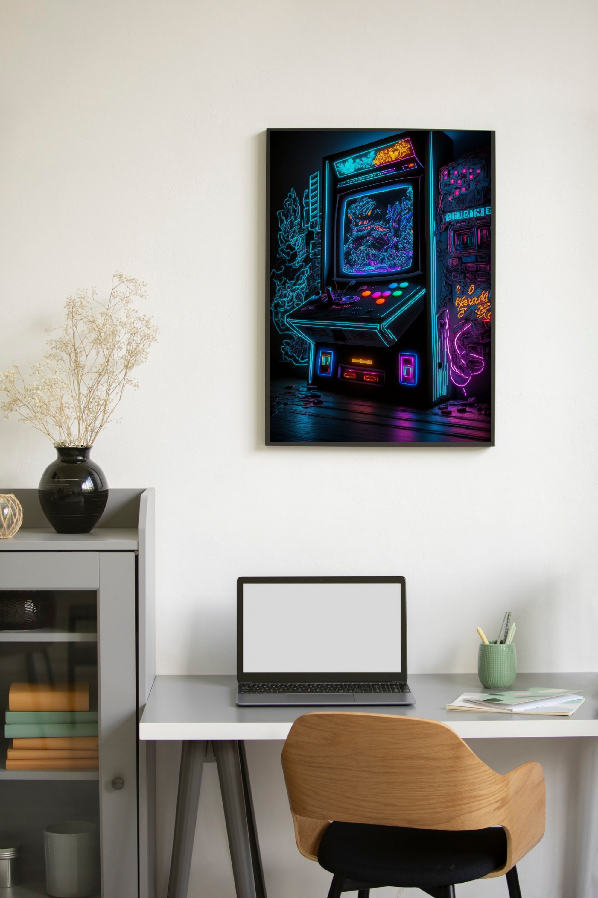 Retro Arcade: Digital Print | Neon Arcade Machine Poster With a Vintage ...