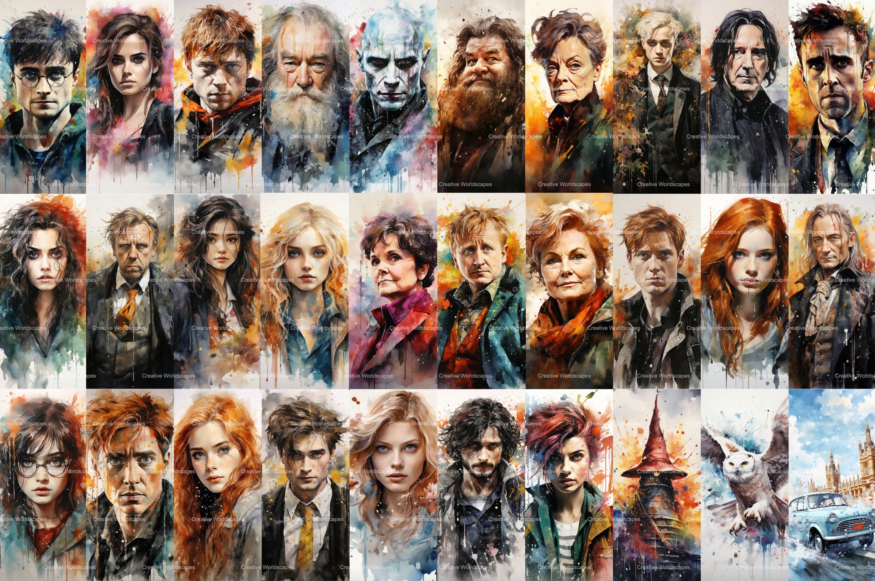 Wizard Friends Portraits, Digital Paper, Printable Paper, Sorcerer ...