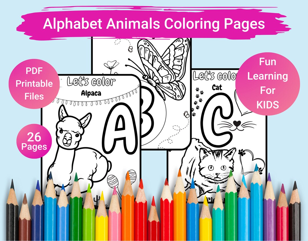 26 Alphabet Animals Coloring Pages Printable ABC Animals Book Fun ...