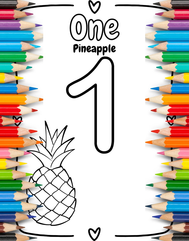 1-10 Numbers Coloring Pages Fruit Themed 10 Numbers Printable Sheets ...