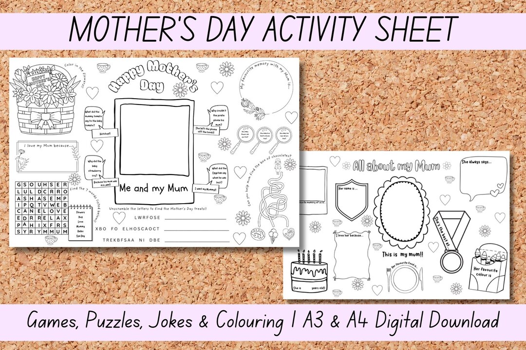 Mothers Day Activity Sheet | Colouring in | Puzzles & Games | Activity ...