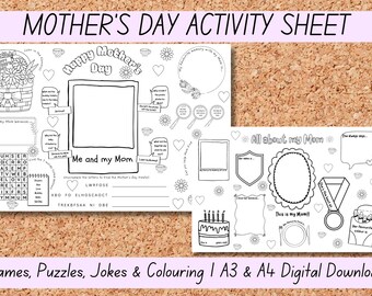 Mothers Day Activity Sheet - Etsy UK