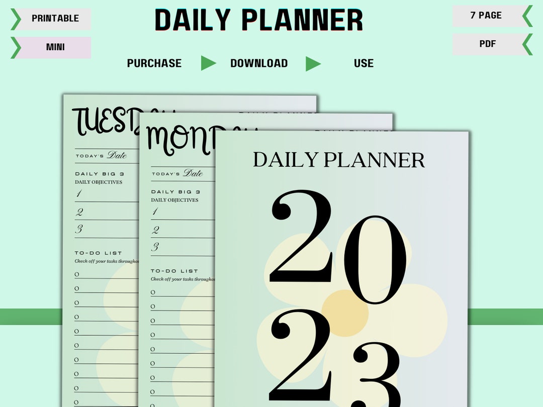DAILY PLANNER, PRINTABLE Planner, Daily Journal, to Do List, Minimalist ...