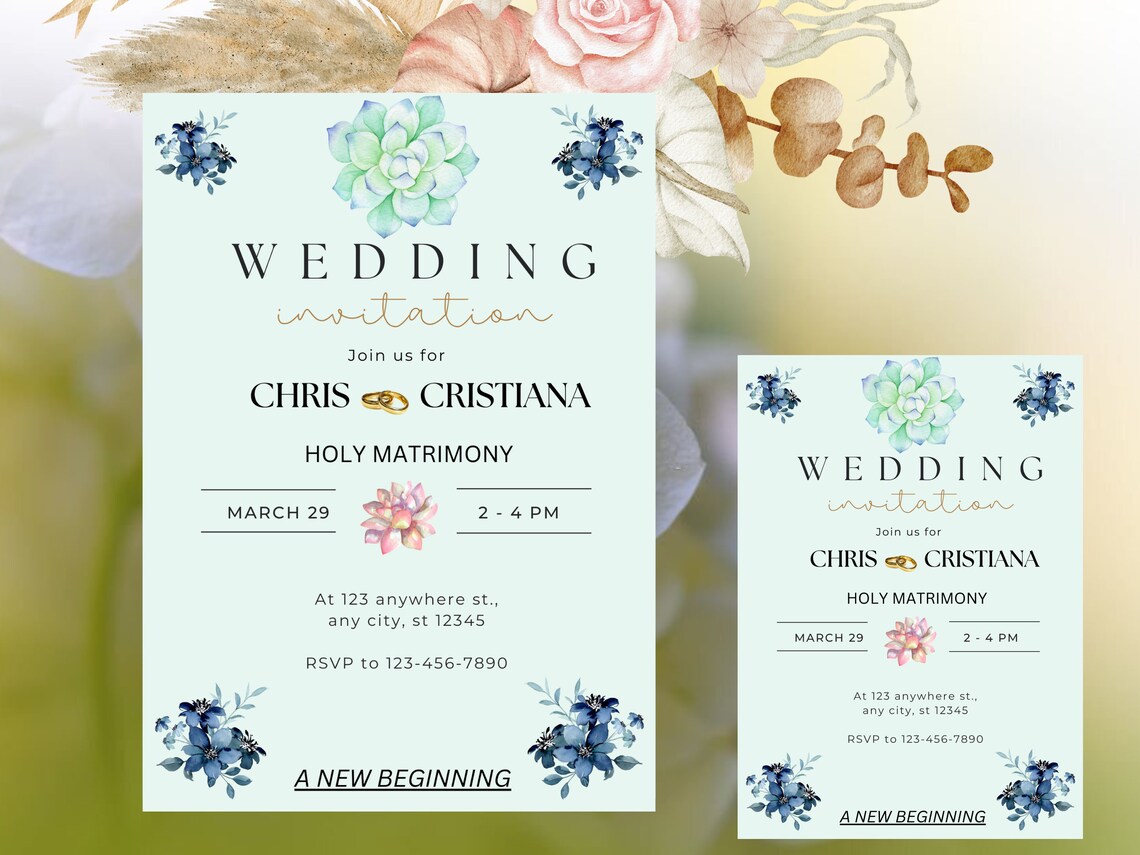 Wedding Invitation Template Canva Template Invitation - Etsy