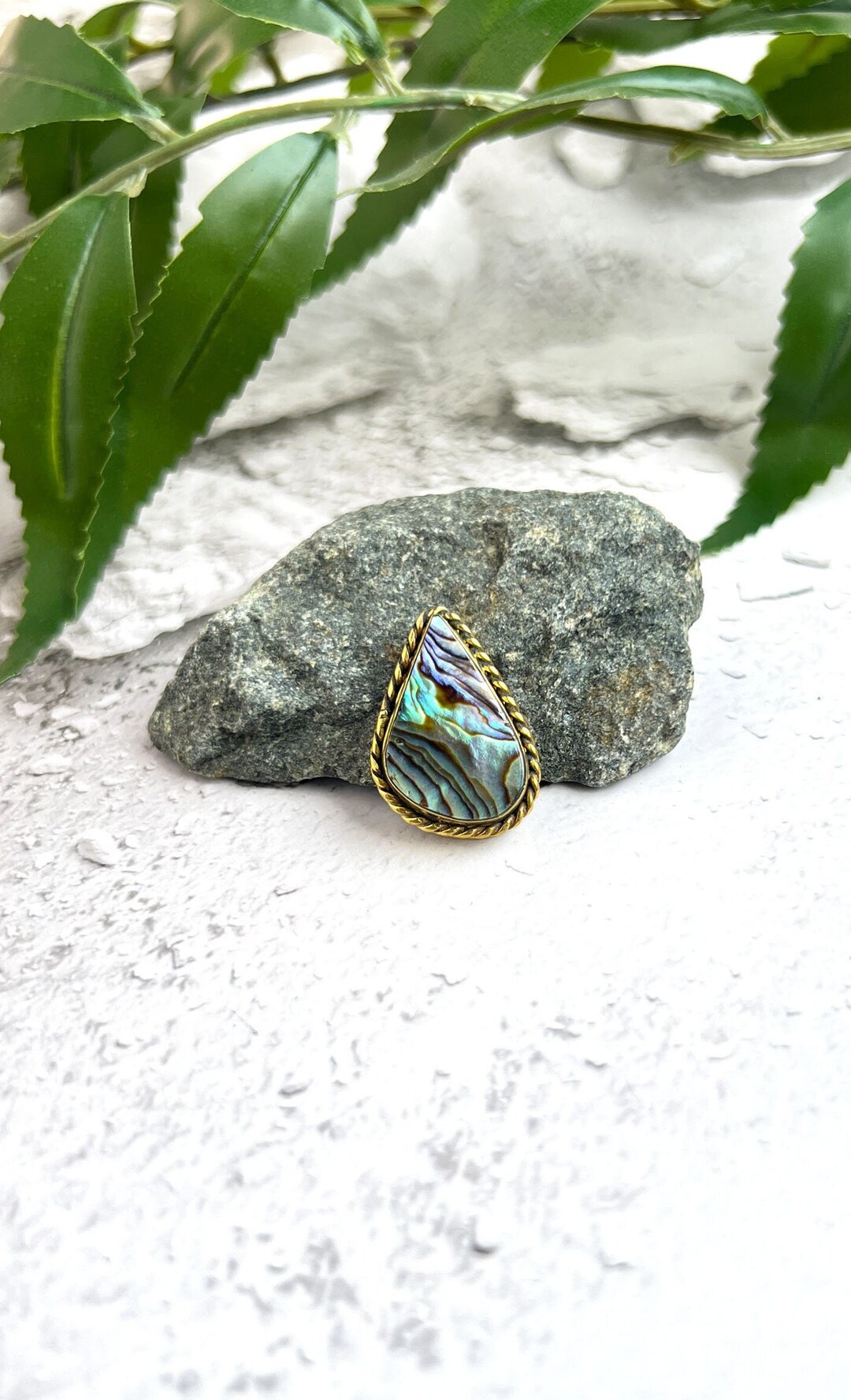 Paua Shell in Teardrop Shape With Brass Groove for Macrame Work ...