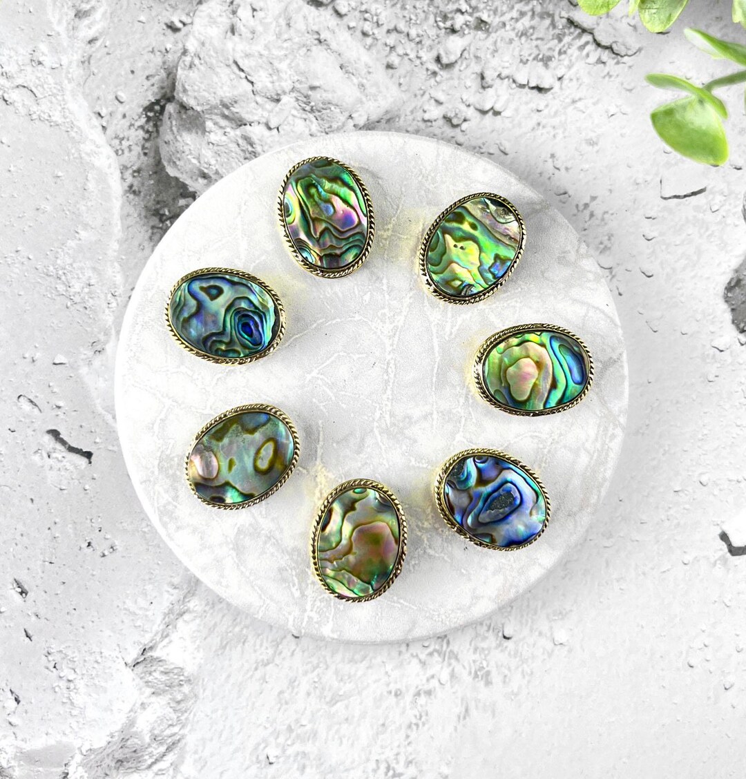 Oval Abalone With Brass Groove for Macrame Work, Grooved Stone - Etsy