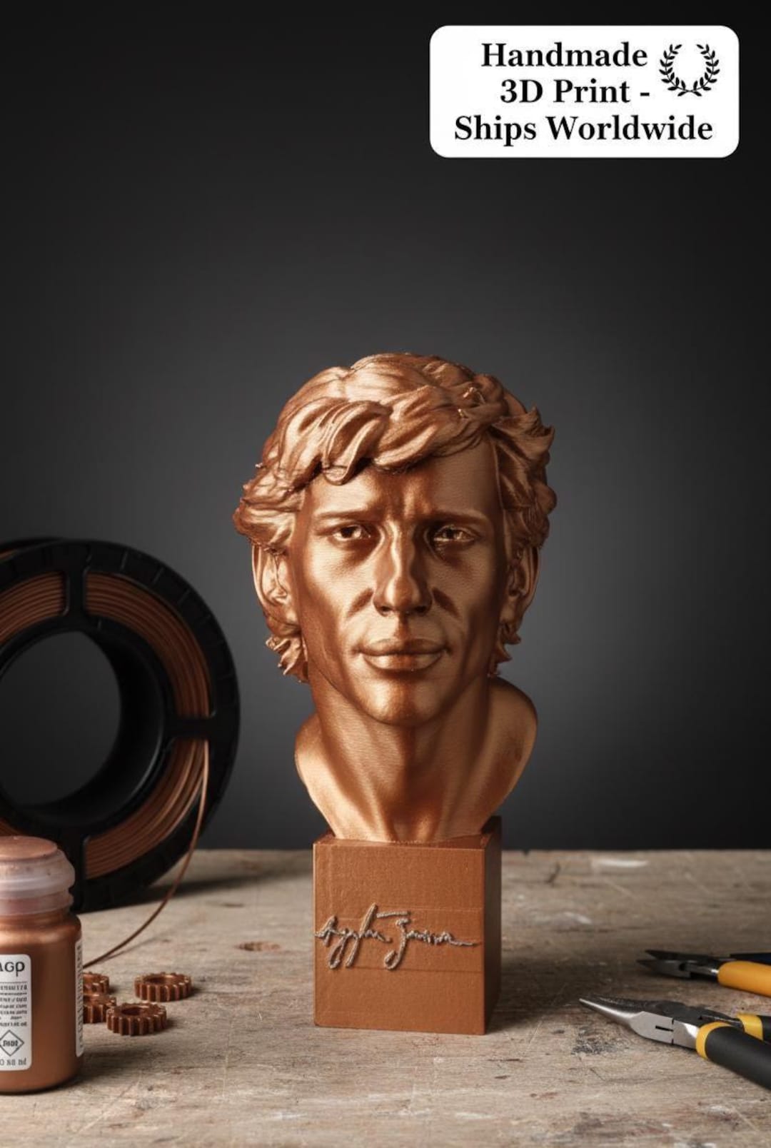 Ayrton Senna Bust - Formula 1 Legend Statue - Hand-painted Bronze ...