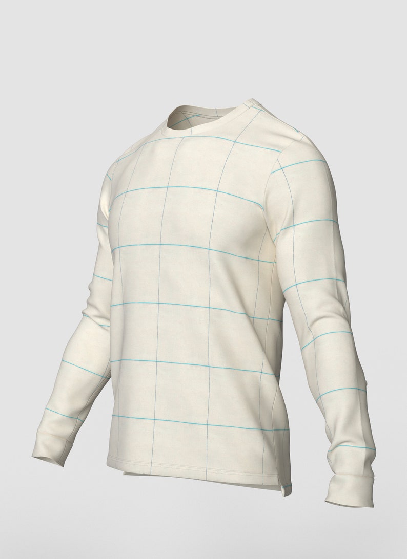 3D Digital Garment Long Sleeve Set-in T-shirt .zprj File Compatible ...