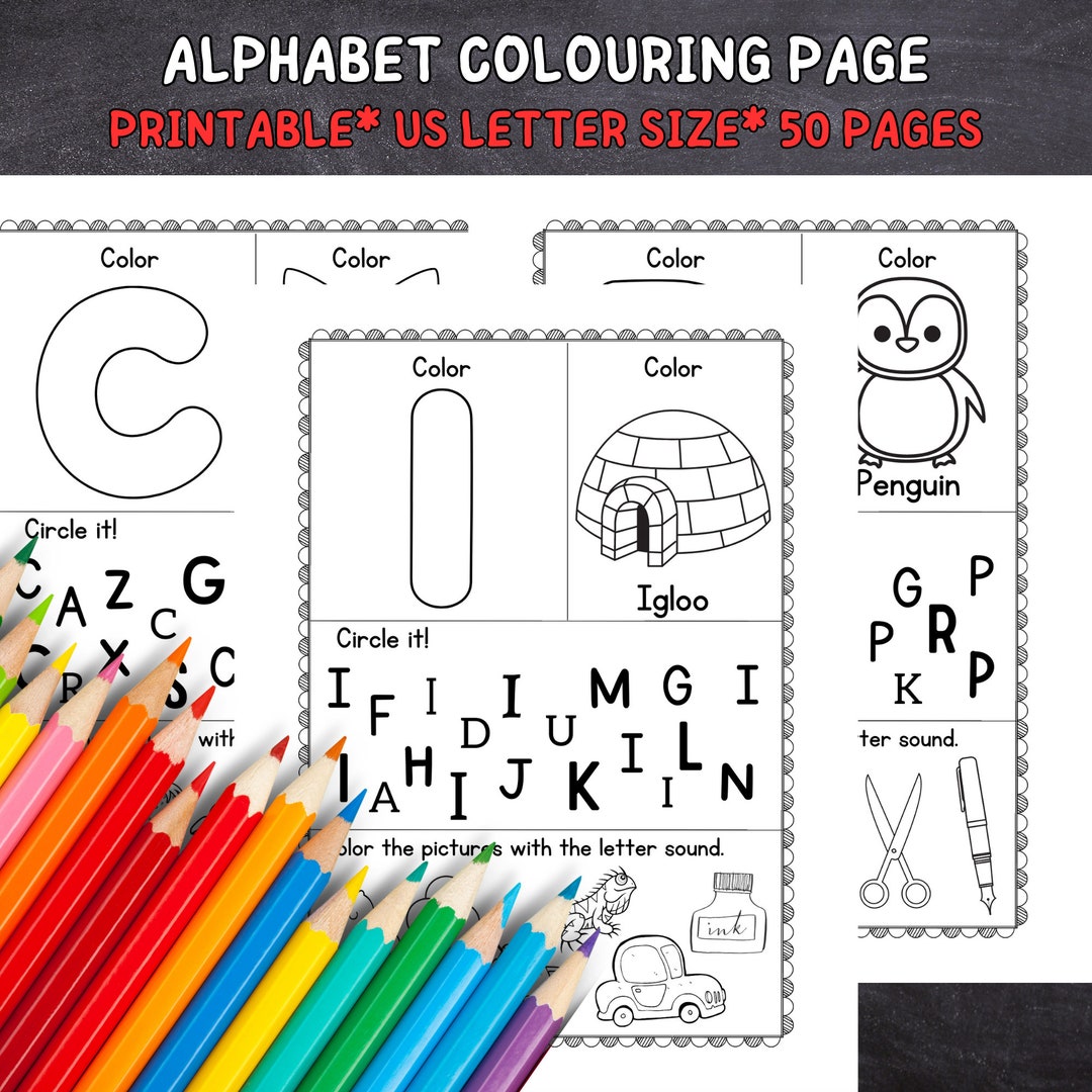 Alphabet Coloring Pages for Kids - Digital Product - Printable - 50 ...