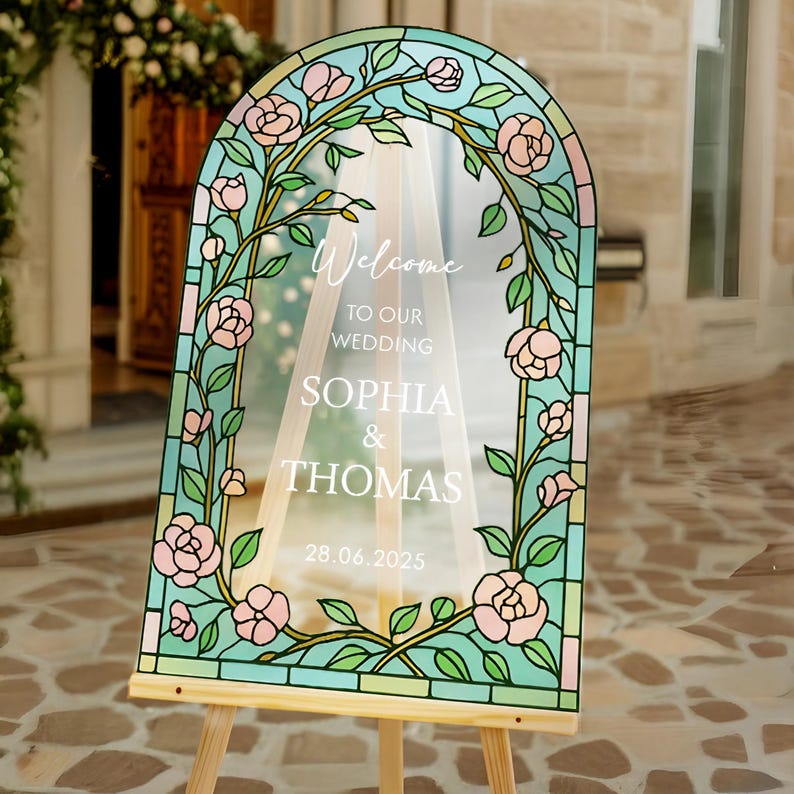 Personalized Wedding Sign Acrylic Welcome Board – Custom Names and Date ...
