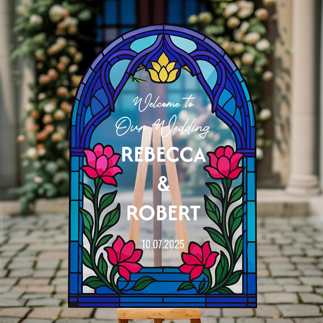 Elegant Acrylic Wedding Sign – Personalized Welcome Board With Vibrant ...