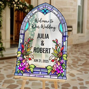 Stained Glass Style Acrylic Wedding Sign – Elegant Custom Board With ...