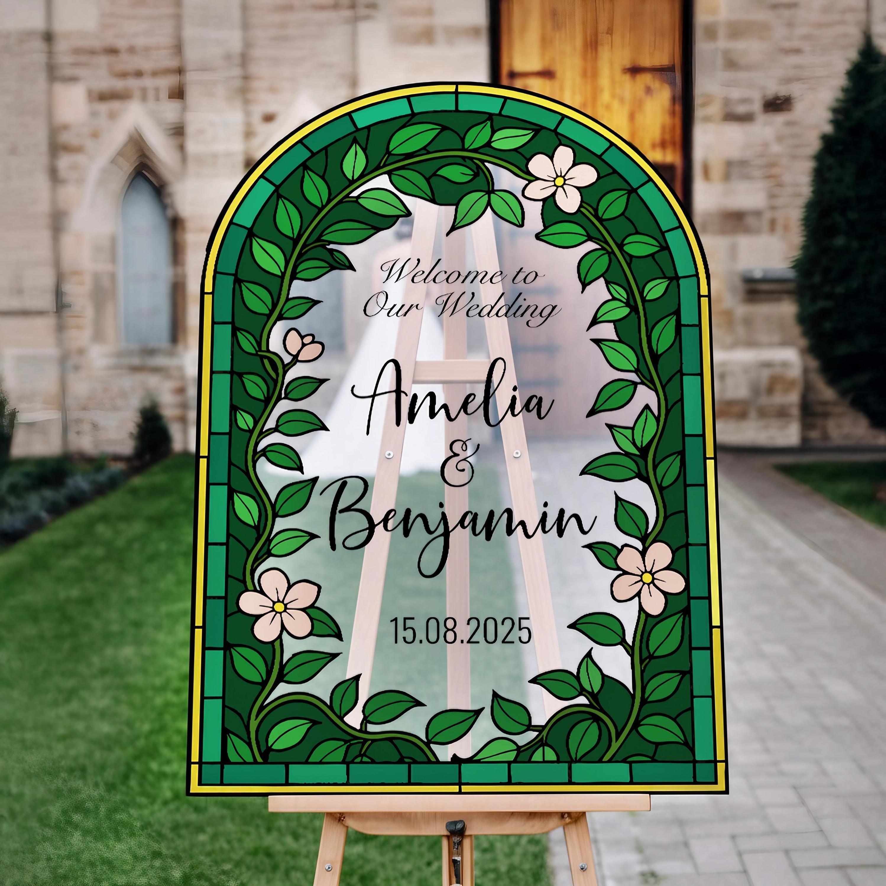 Floral Custom Wedding Sign – Personalized Acrylic Welcome Board With ...