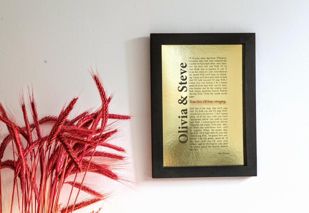 Custom Song Lyric Print as Valentines Day Gift - Song Lyrics Gift Wall ...