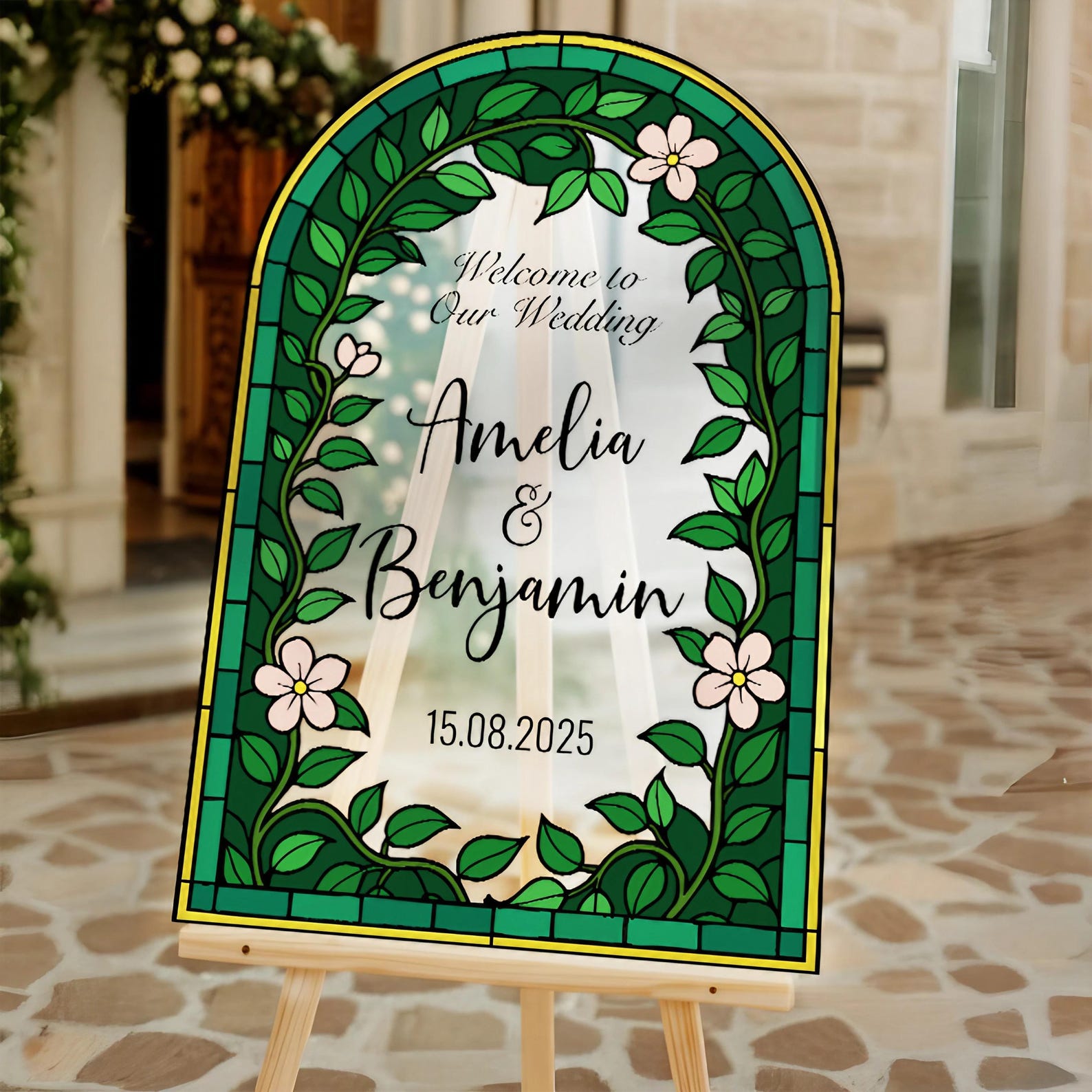 Floral Custom Wedding Sign – Personalized Acrylic Welcome Board With ...