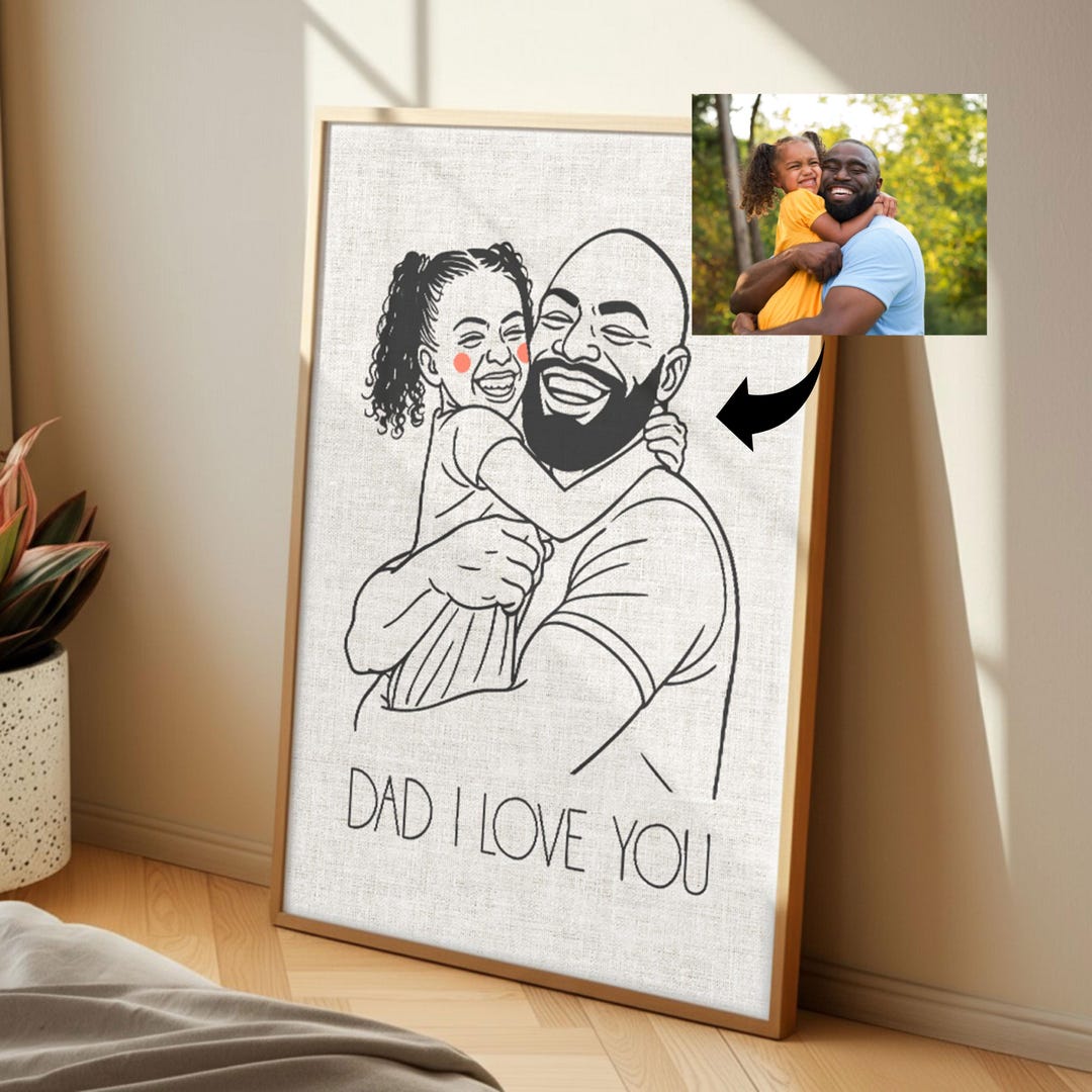 Personalized Wall Art for Dad - Custom Photo to Line Drawing - Father’s ...