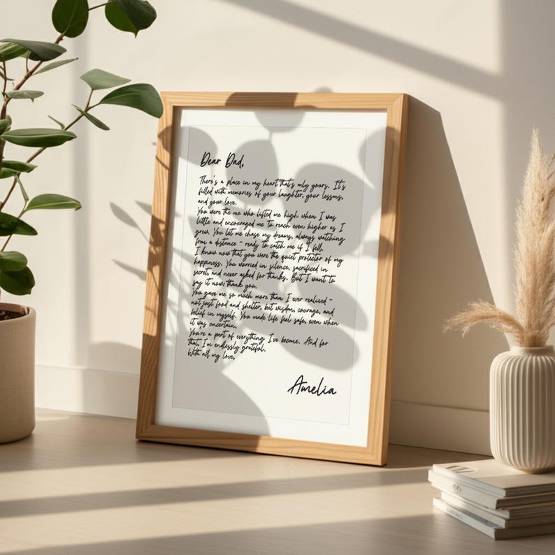 Dear Dad Framed Letter Gift – Personalized Message – Custom Handwriting ...