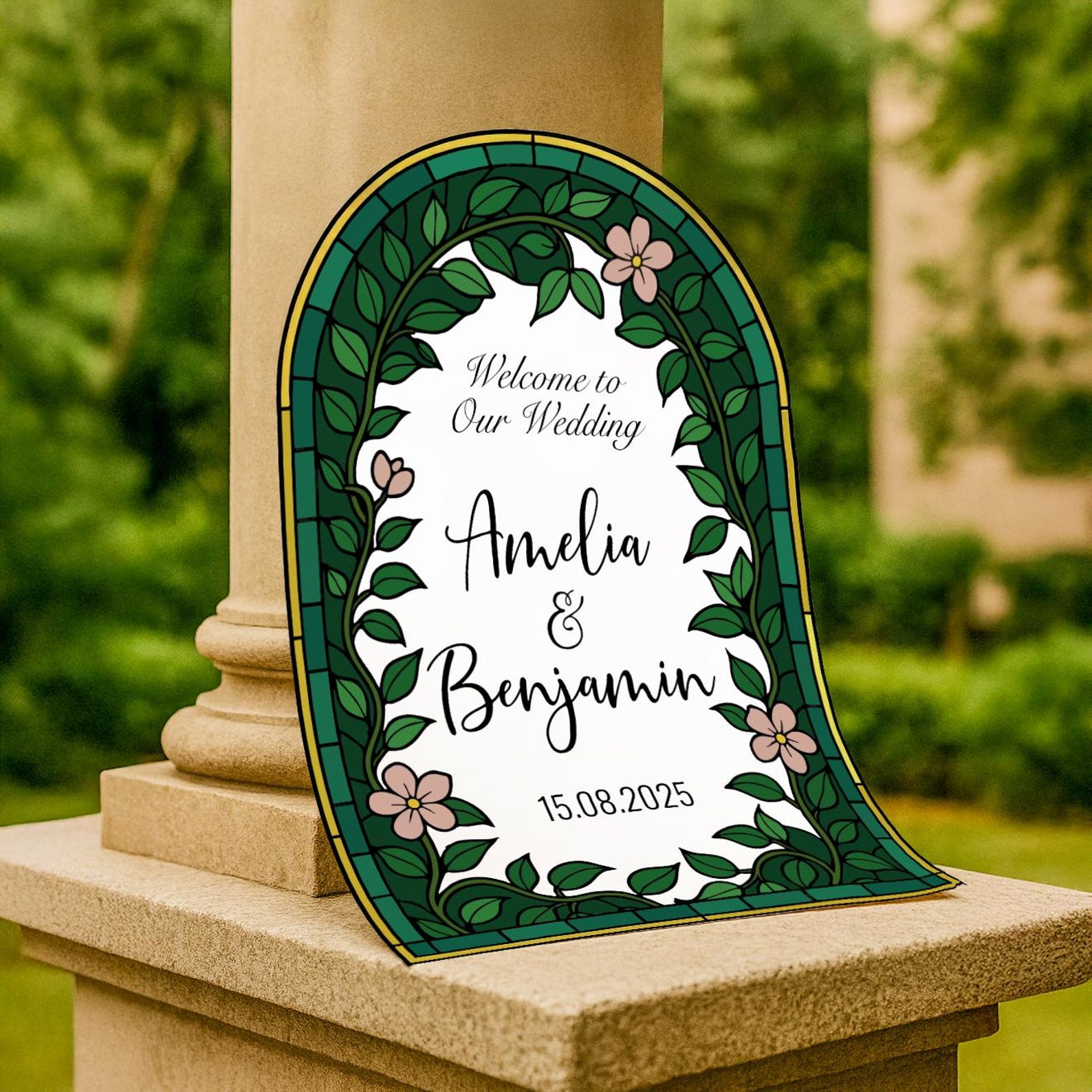Floral Custom Wedding Sign – Personalized Acrylic Welcome Board With ...