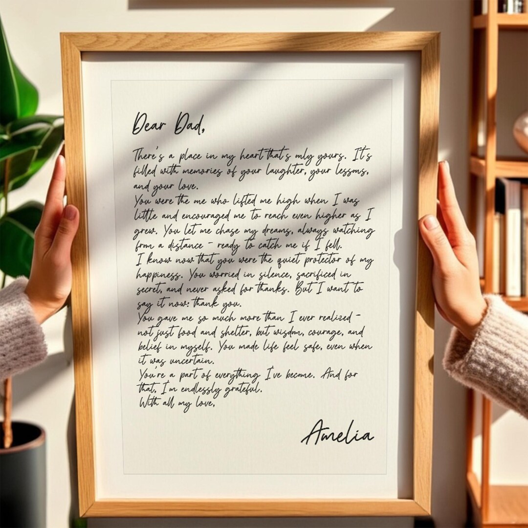 Dear Dad Framed Letter Gift – Personalized Message – Custom Handwriting ...