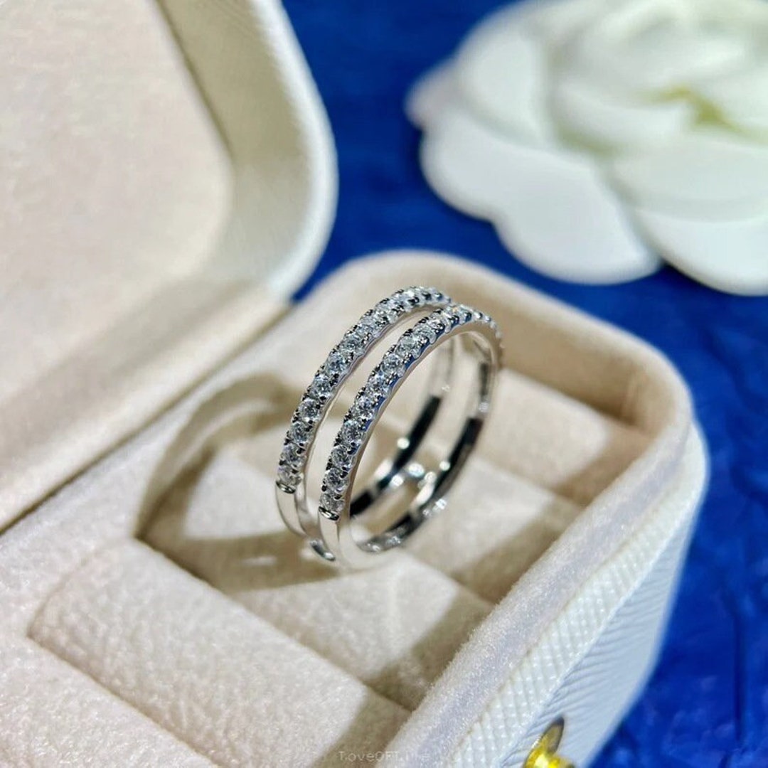Anillo de moissanita de media eternidad en oro macizo: un anillo de ...