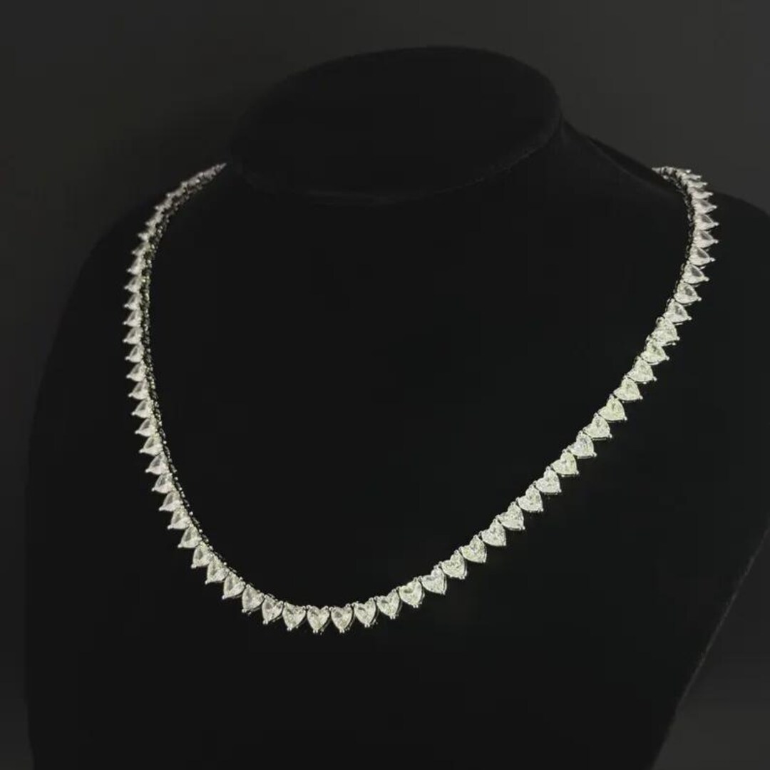 VVS Iced Out Heart Moissanite Miami Tennis Link Necklace Chain 925 ...
