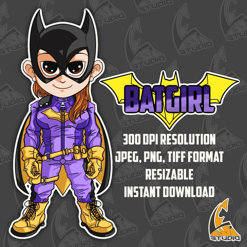 DC Heroes: Batgirl chibi/cute/kawaii Png, Jpeg, Tiff, Superhero ...