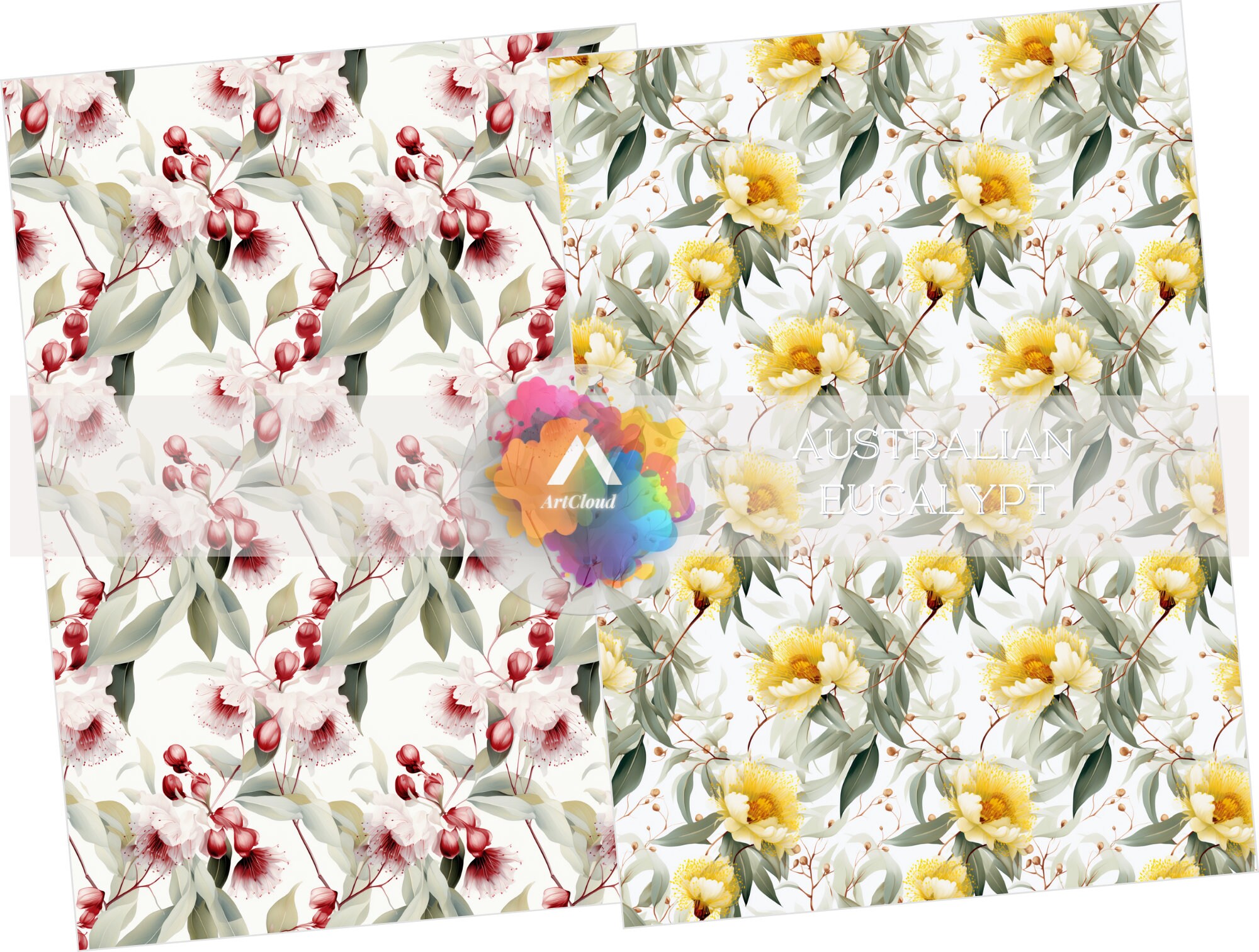 Australian Eucalypt Seamless Pattern Print, Botanical Print, Nature Inspired Art, Digital ...