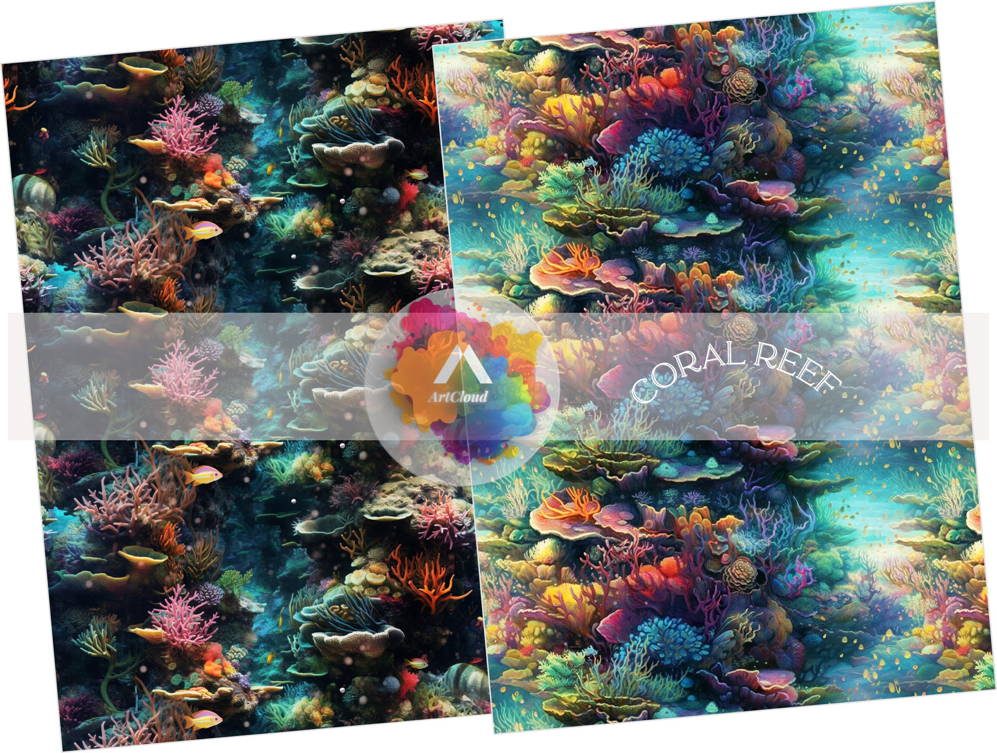 Coral Reef Seamless Pattern Wallpaper, Ocean Wall Mural, Underwater ...