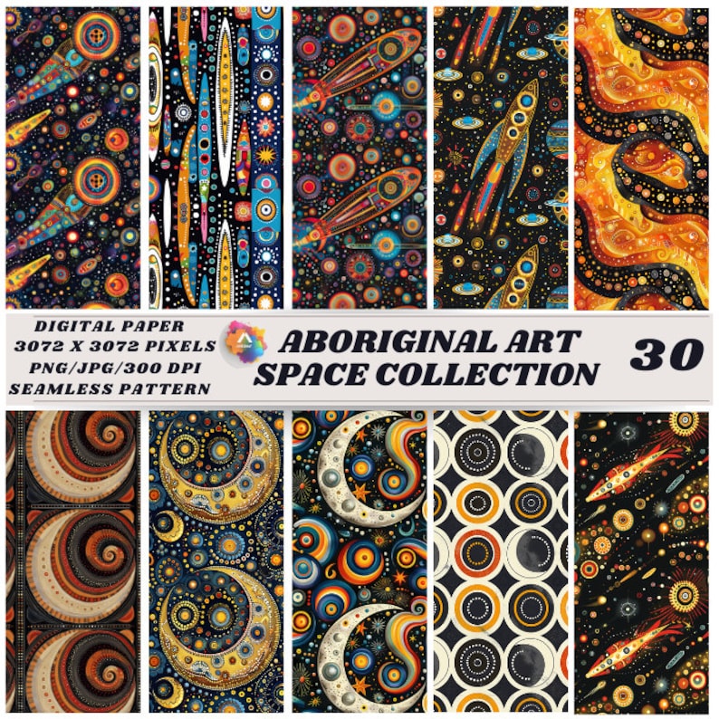 Aboriginal Art Space Collection Seamless Pattern, Indigenous Pattern ...
