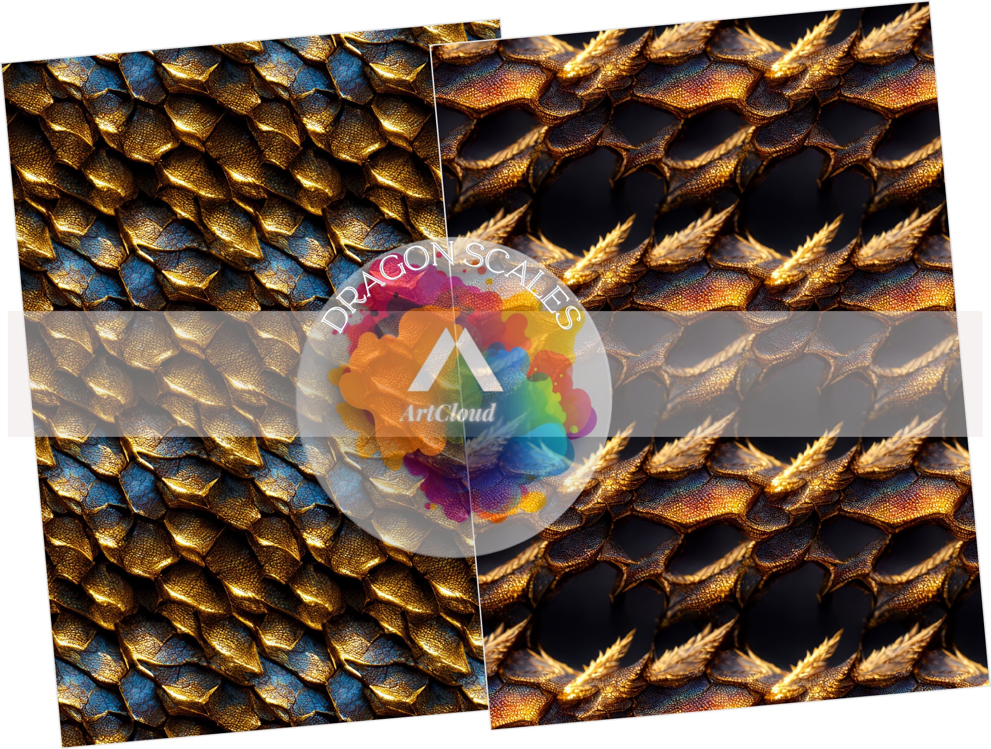 Dragon Scales SEAMLESS Digital Paper, Printable Pattern, Fantasy ...