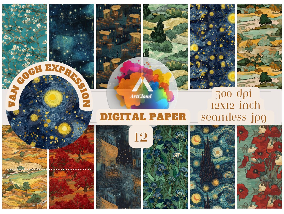 Van Gogh Expression Digital Paper, SEAMLESS Pattern - Etsy