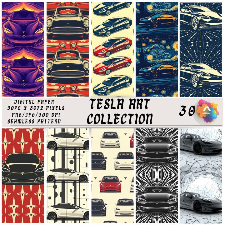Seamless Pattern Tesla Art Collection, Geometric Wall Art, Minimalist ...