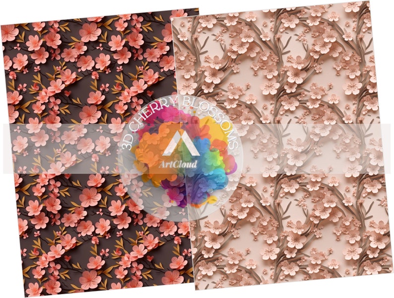 3D Cherry Blossoms Digital Paper, SEAMLESS Pattern - Etsy