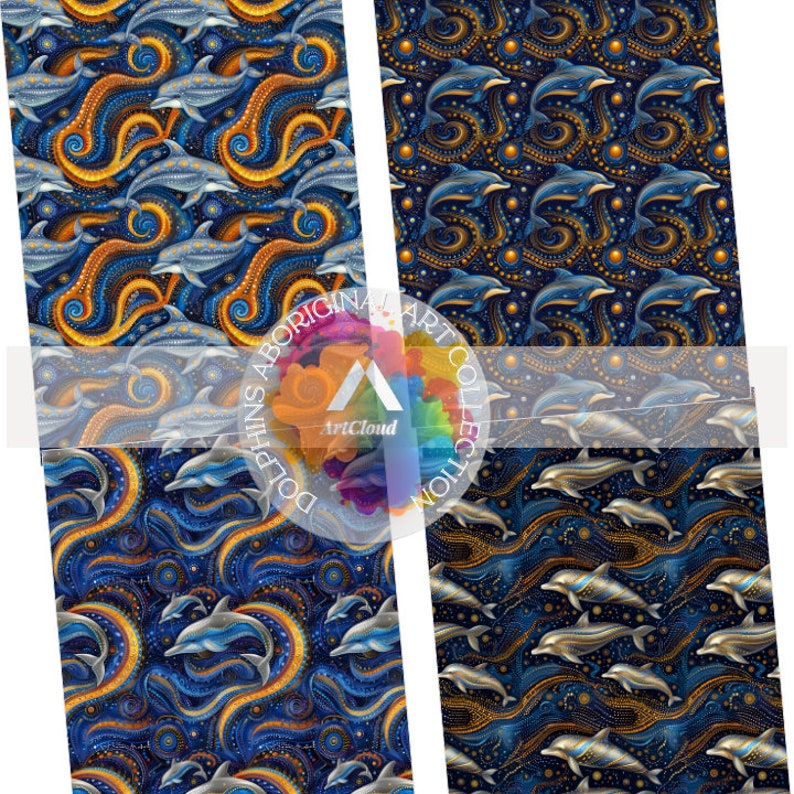Dolphin Aboriginal Art Collection, Seamless Pattern Wall Prints ...