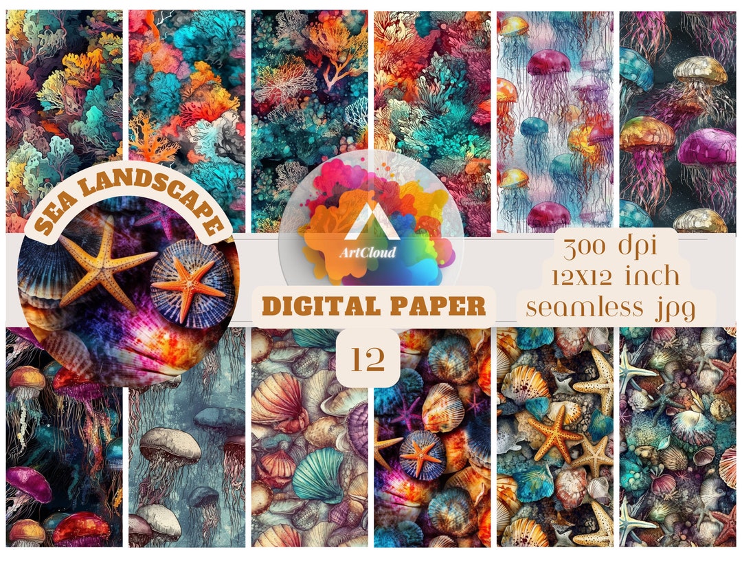 Sea Landscape Digital Paper, SEAMLESS Pattern - Etsy