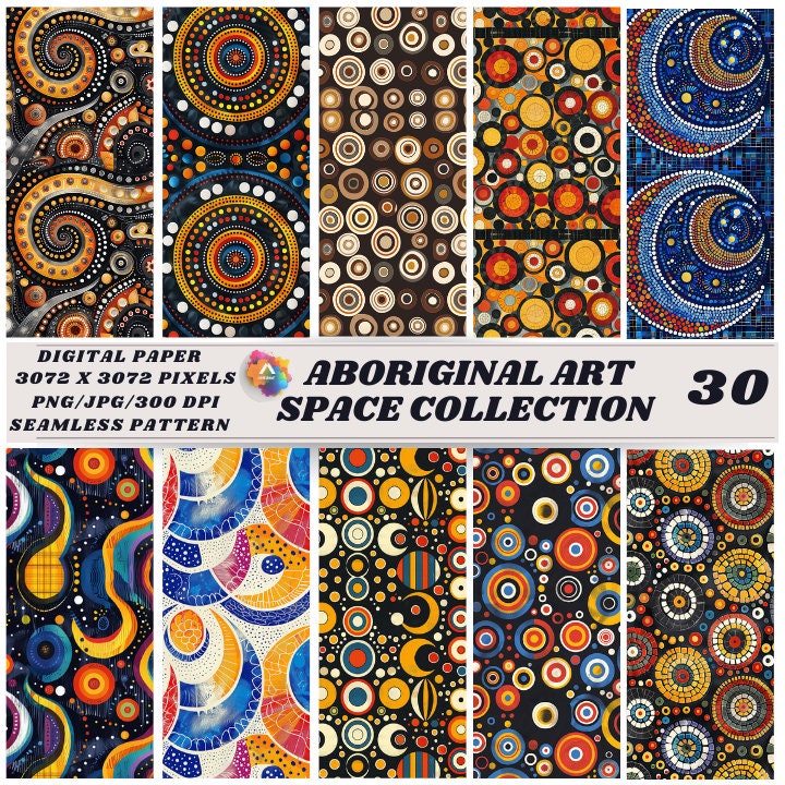 Aboriginal Art Space Collection Seamless Pattern, Indigenous Pattern ...