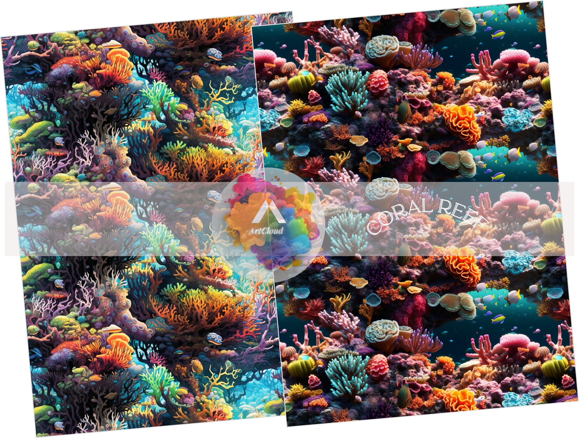 Coral Reef Seamless Pattern Wallpaper, Ocean Wall Mural, Underwater ...