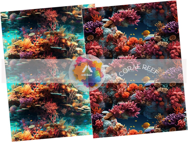 Coral Reef Seamless Pattern Wallpaper, Ocean Wall Mural, Underwater ...
